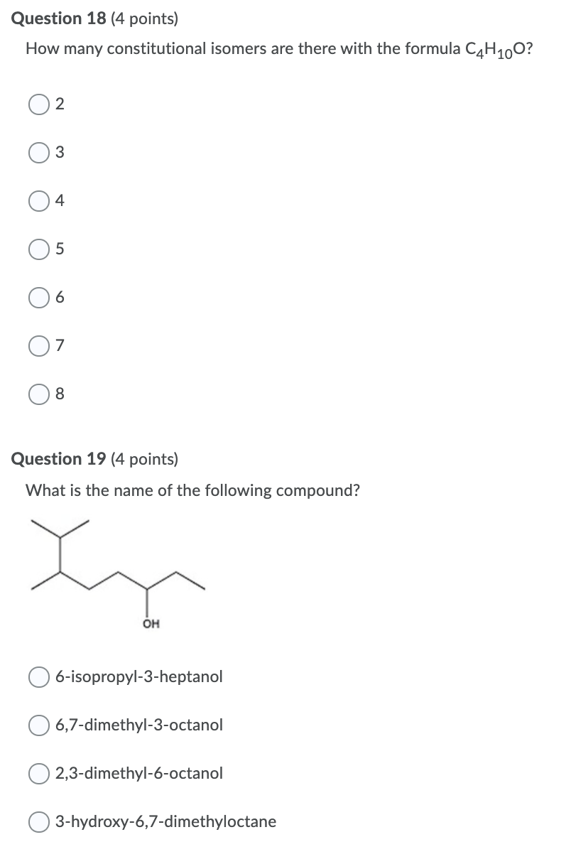 Solved Question 18 (4 points) How many constitutional | Chegg.com