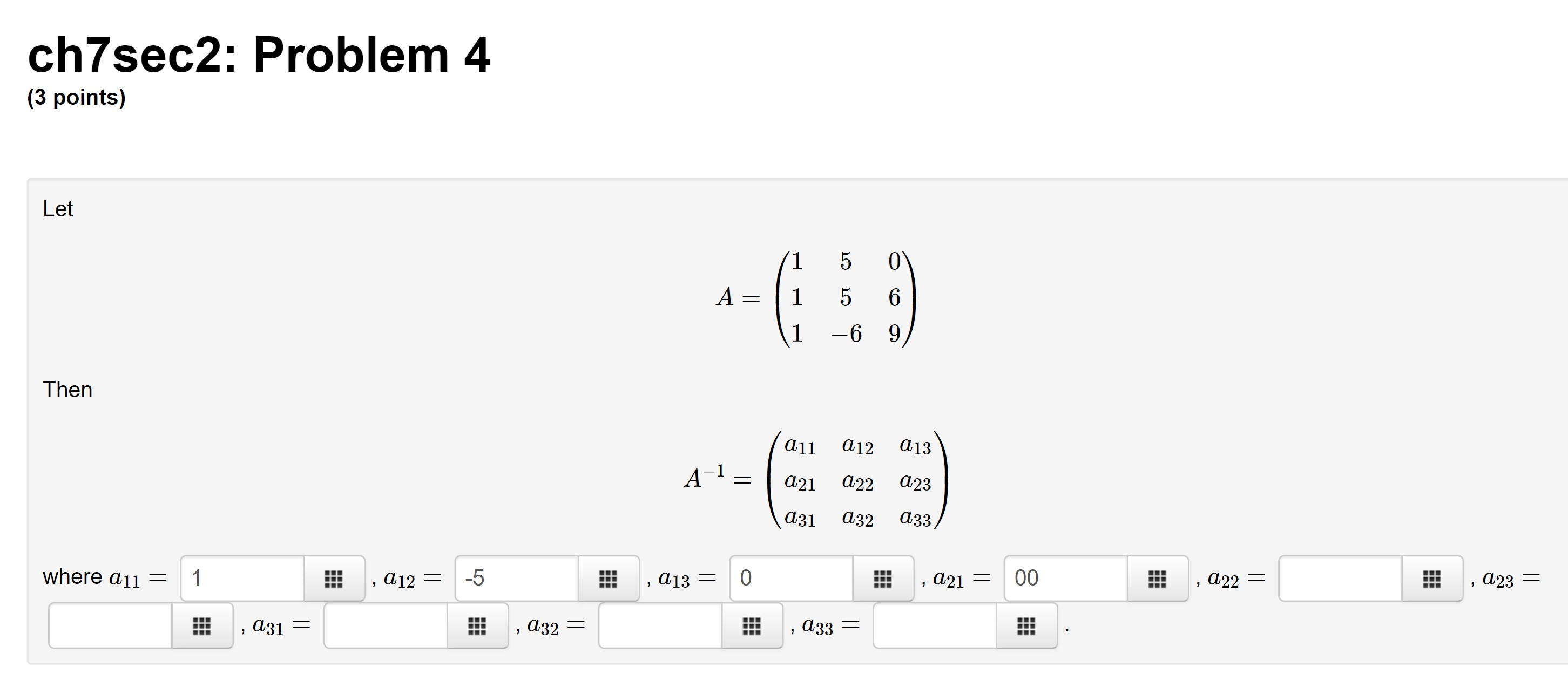 Solved ch7sec2: Problem 4 (3 points) Let A=⎝⎛11155−6069⎠⎞ | Chegg.com