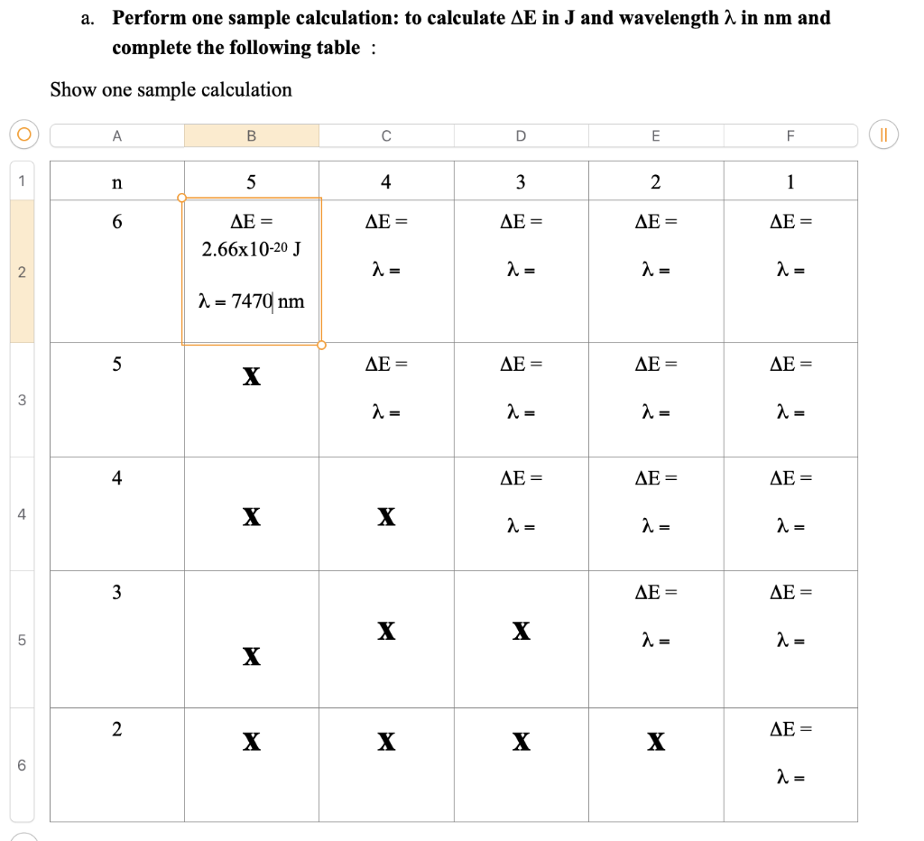Solved a. Perform one sample calculation: to calculate AE in | Chegg.com