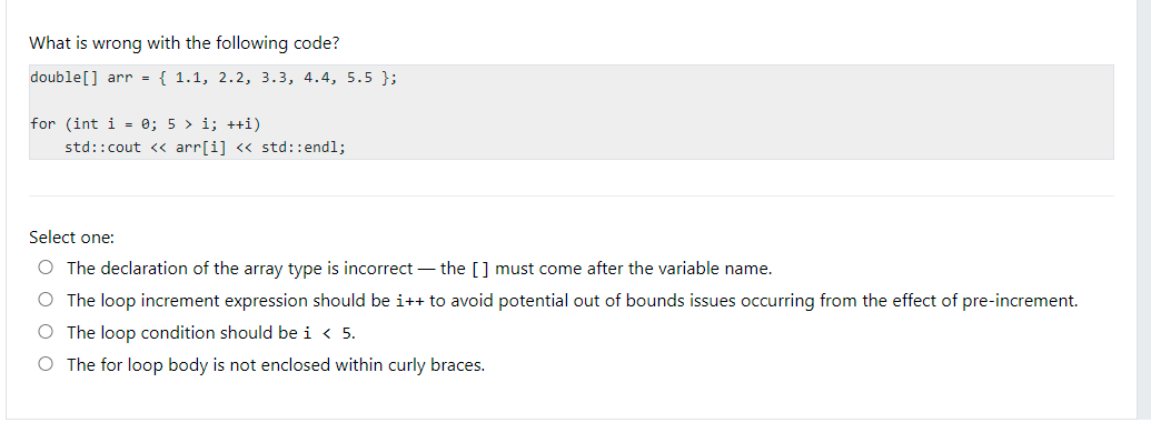 Solved What is wrong with the following code? double[] arr = | Chegg.com