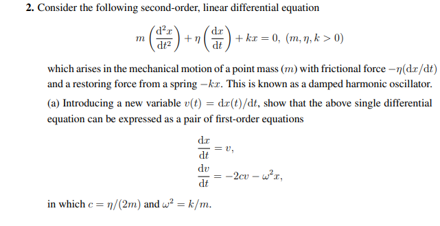Solved 2. Consider the following second-order, linear | Chegg.com
