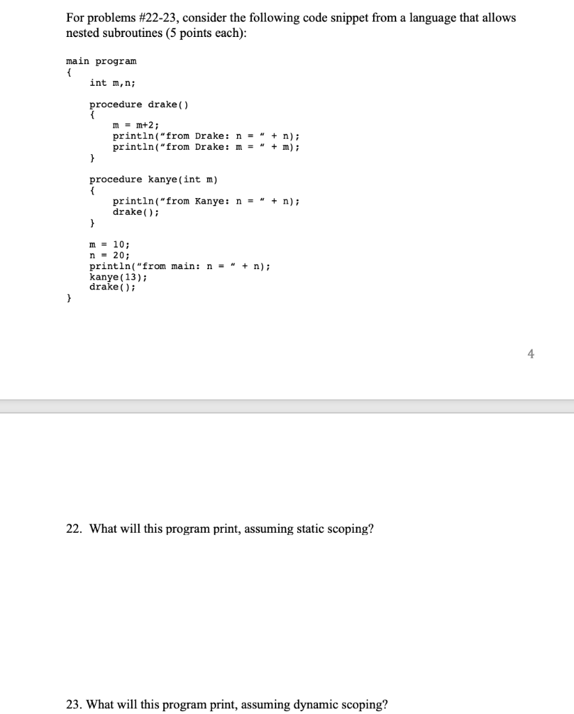 Solved For problems #22-23, consider the following code | Chegg.com
