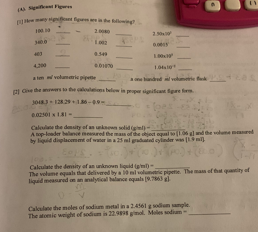 Solved (A). Significant Figures many significant figures are | Chegg.com