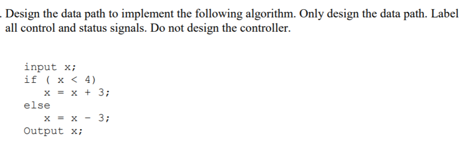 Solved Design the data path to implement the following | Chegg.com