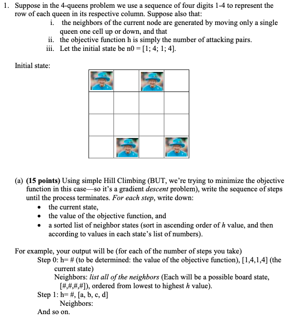 1. Suppose in the 4-queens problem we use a sequence | Chegg.com