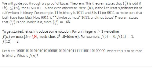 Solved We will guide you through a a proof of Lucas Theorem. | Chegg.com