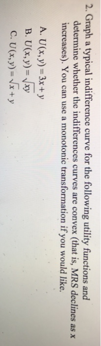 Solved Graph a typical indifference curve for the following | Chegg.com