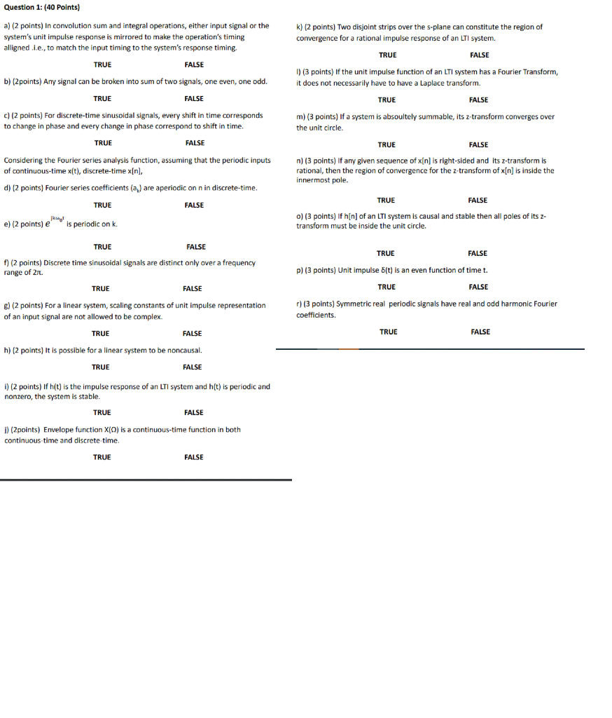Solved Question 1: (40 Points) a) (2 points) In convolution | Chegg.com