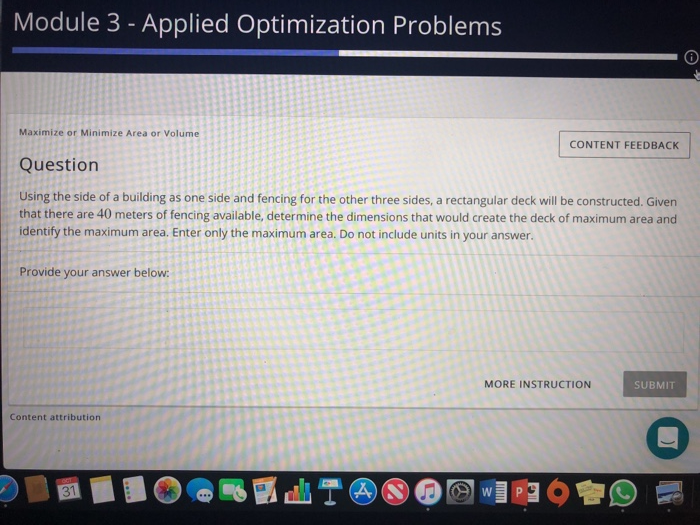 Solved Module 3 - Applied Optimization Problems Maximize or | Chegg.com