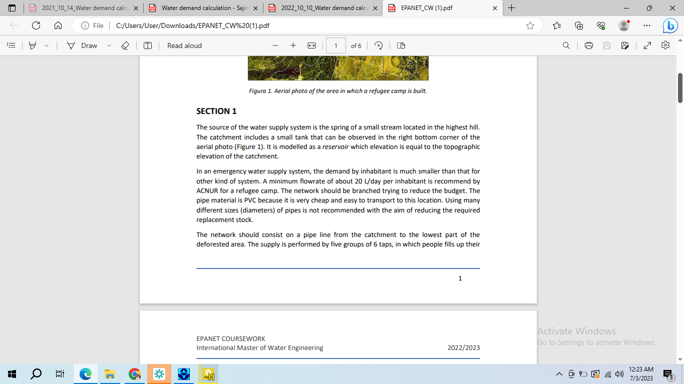 Solved DESING OF AN EMERGENCY SYSTEM OF WATER SUPPLY FOR | Chegg.com