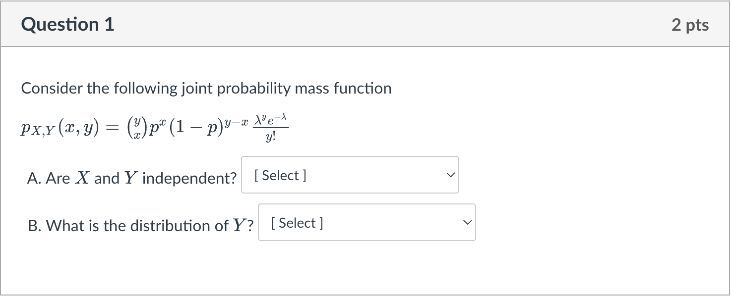 Solved Consider the following joint probability mass | Chegg.com