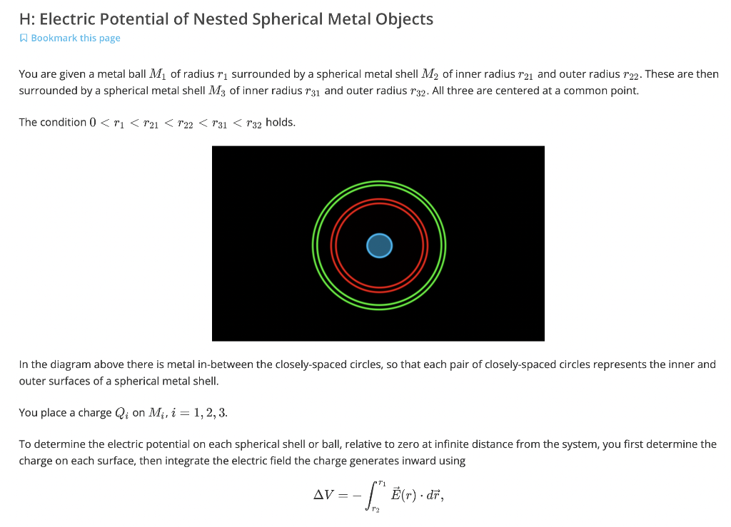 Solved H: Electric Potential of Nested Spherical Metal | Chegg.com