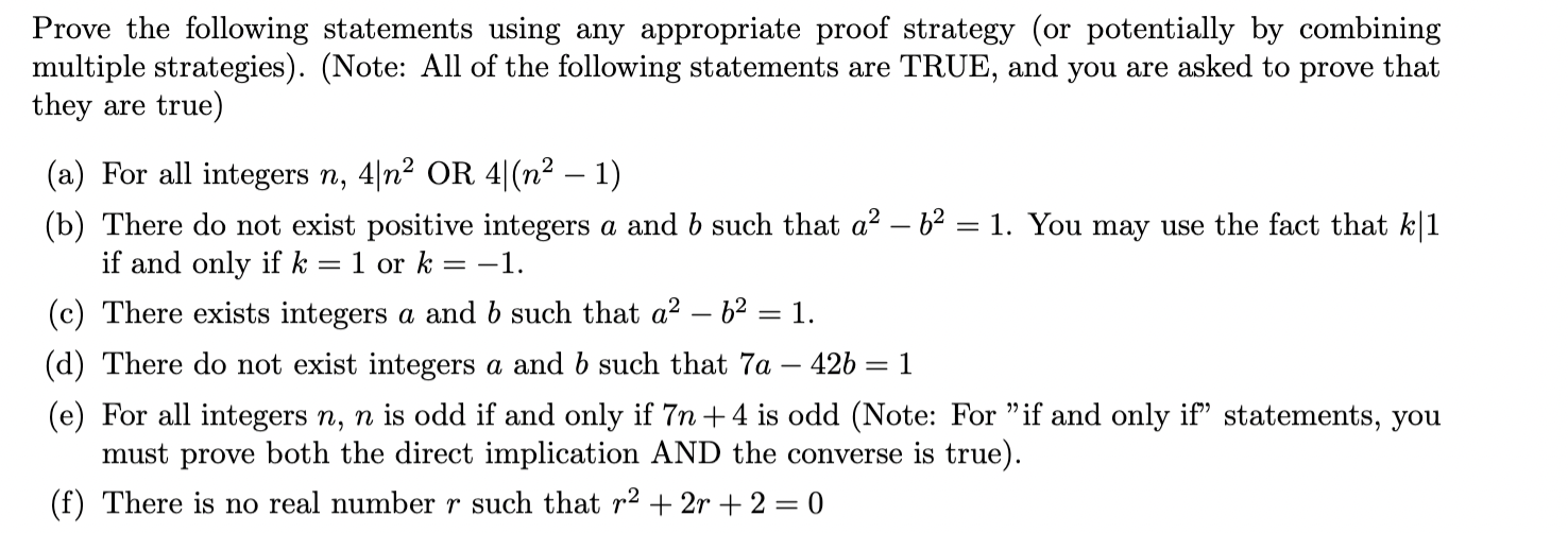 Solved Prove the following statements using any appropriate | Chegg.com
