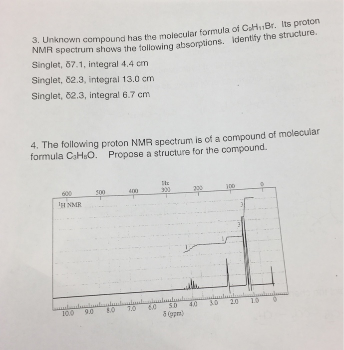 Solved Unknown compound has the molecular formula of C_9 | Chegg.com