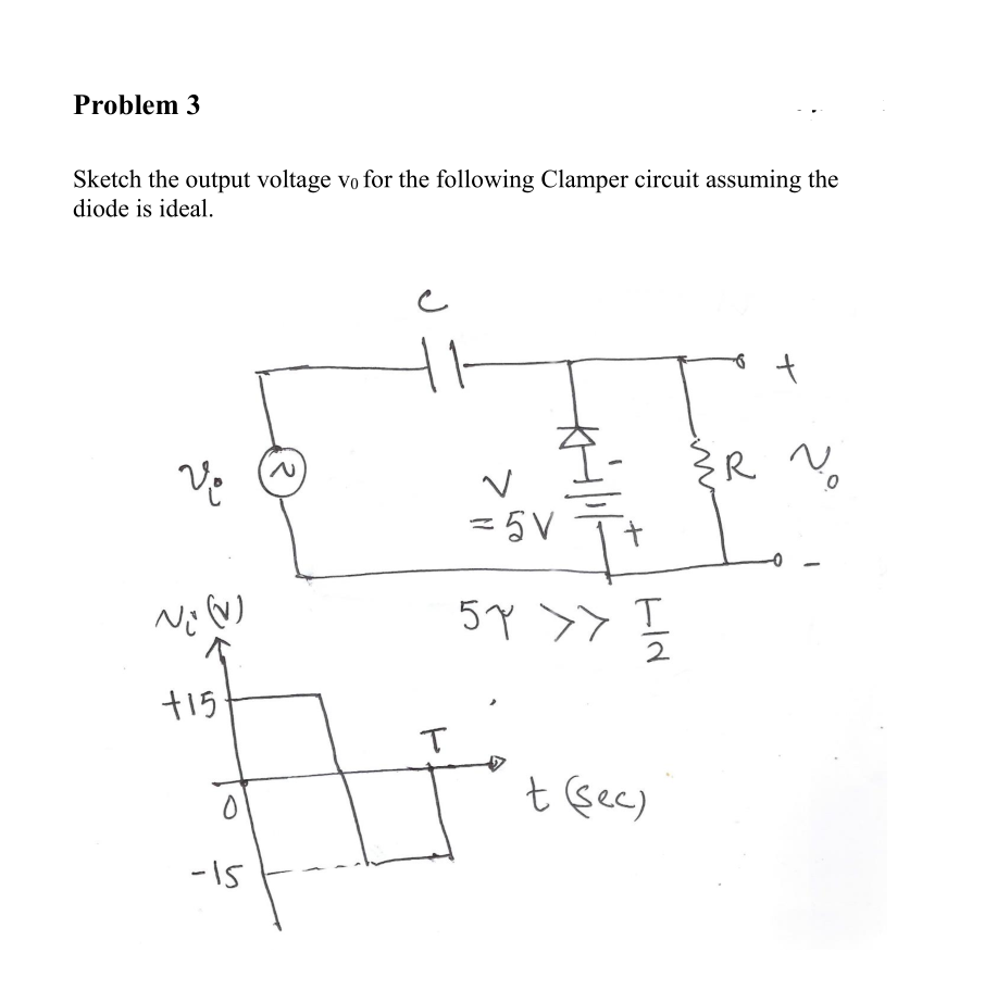 Solved Problem 3 Sketch the output voltage vo for the | Chegg.com