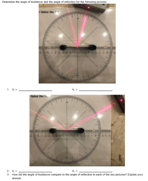 Solved Determine the angle of incidence and the angle of | Chegg.com