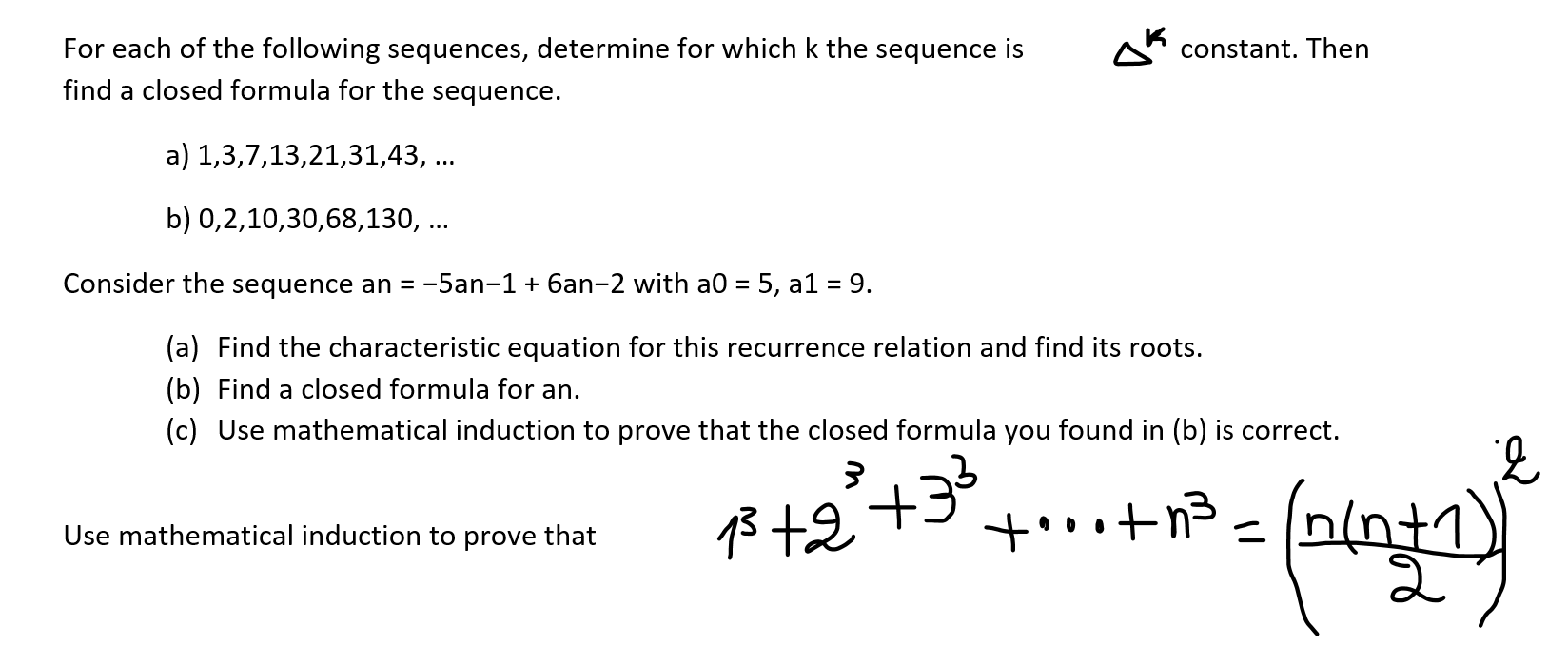 Solved constant. Then For each of the following sequences, | Chegg.com