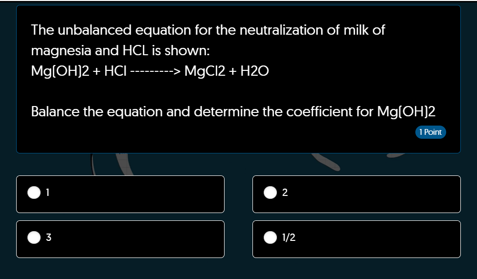 Solved The unbalanced equation for the neutralization of | Chegg.com
