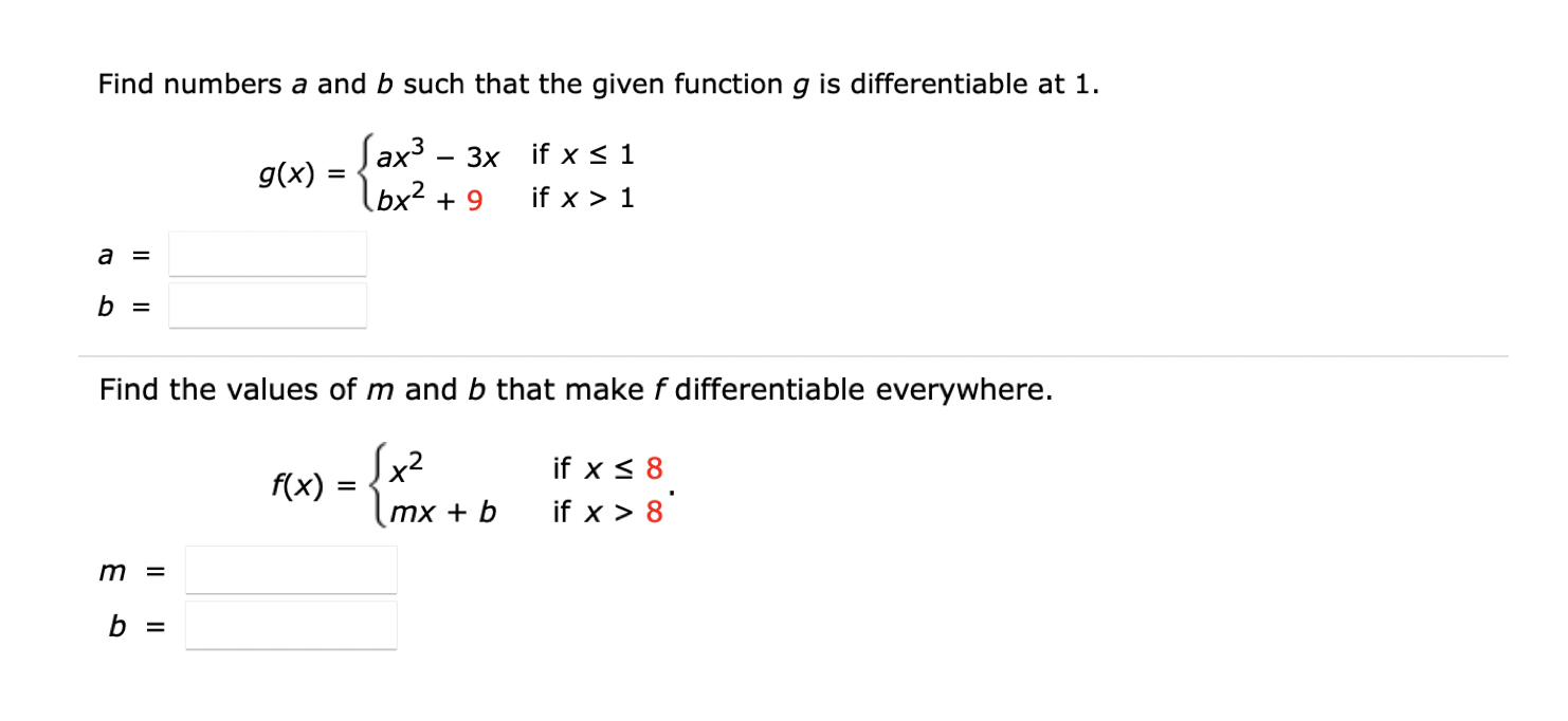 Solved Find numbers a and b such that the given function g | Chegg.com