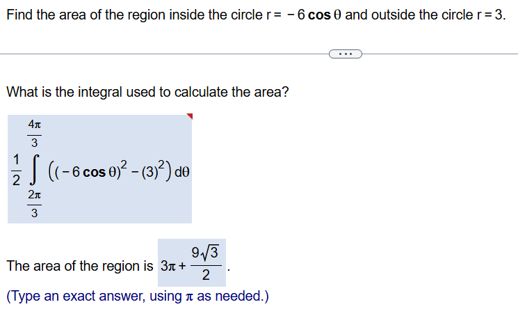 Solved Find the area of the region inside the circle | Chegg.com