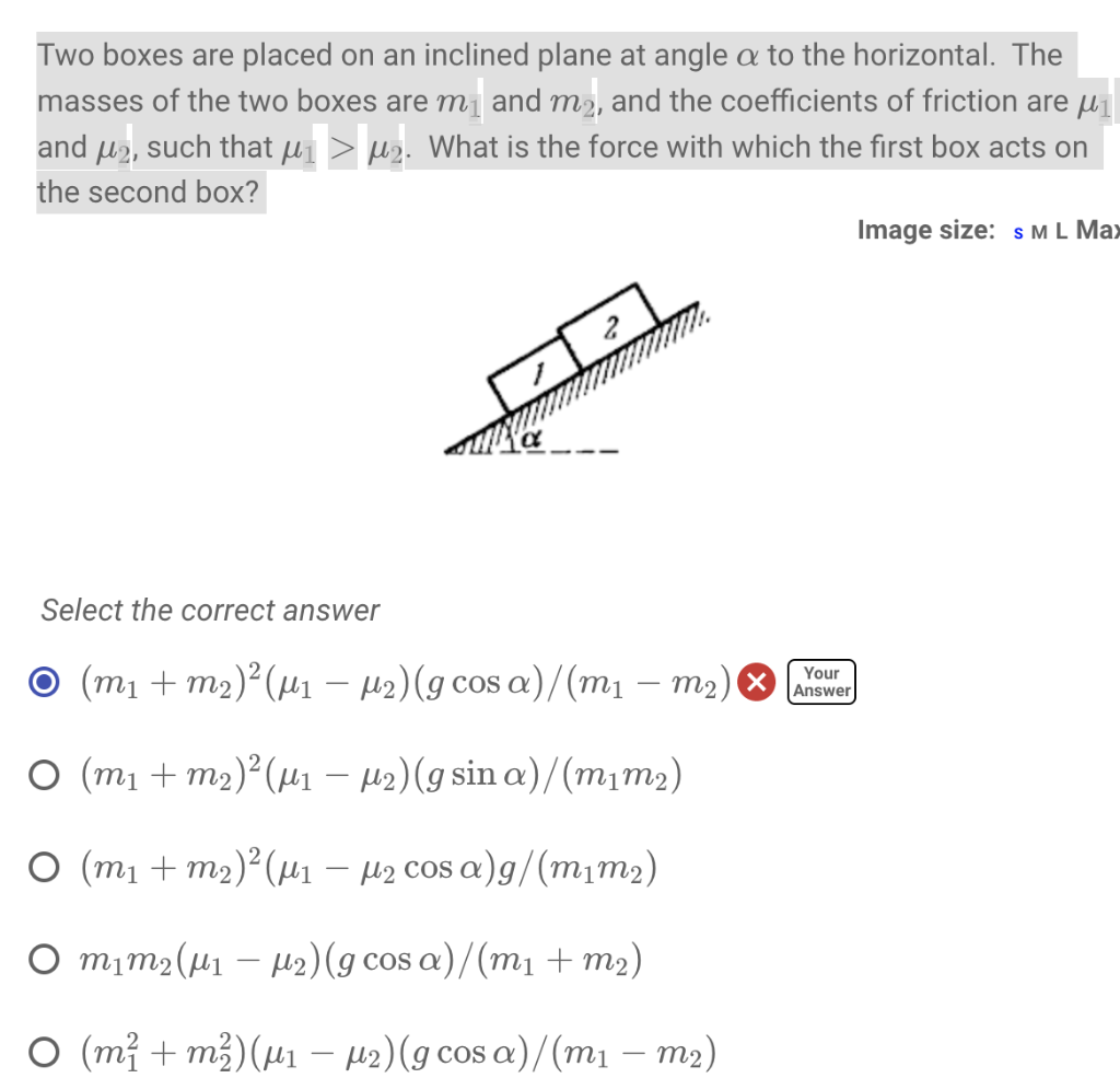 Solved Two boxes are placed on an inclined plane at angle α | Chegg.com