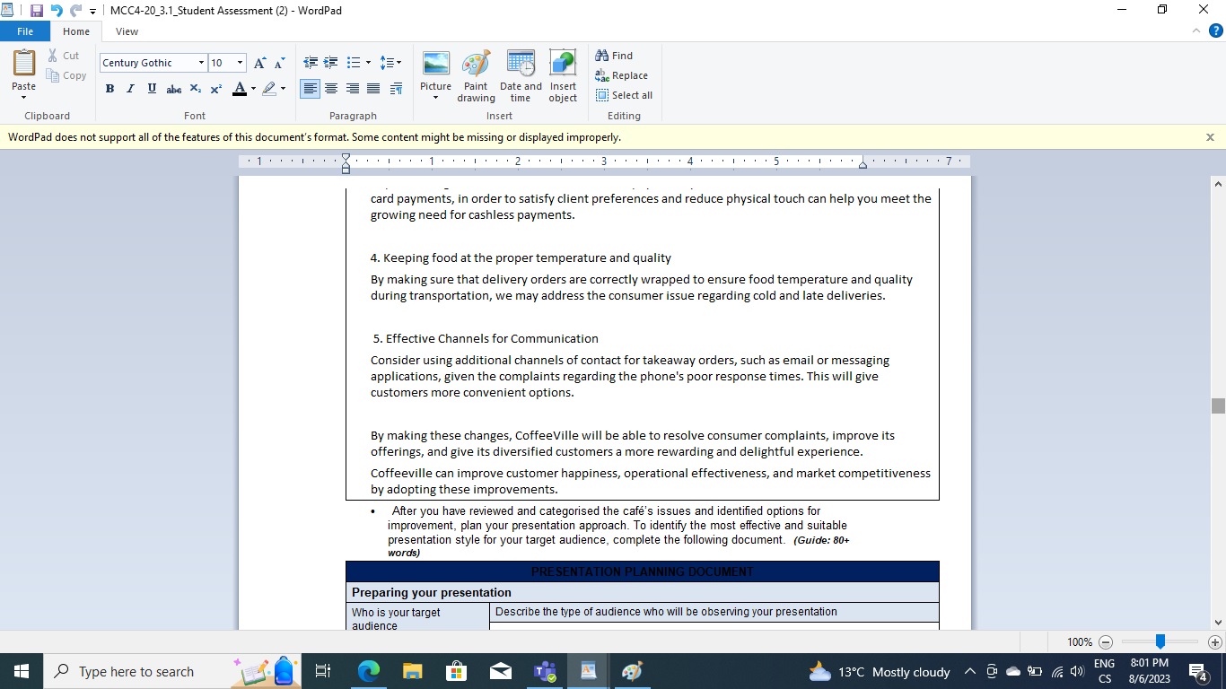Solved File Home View WordPad does not support all of the | Chegg.com