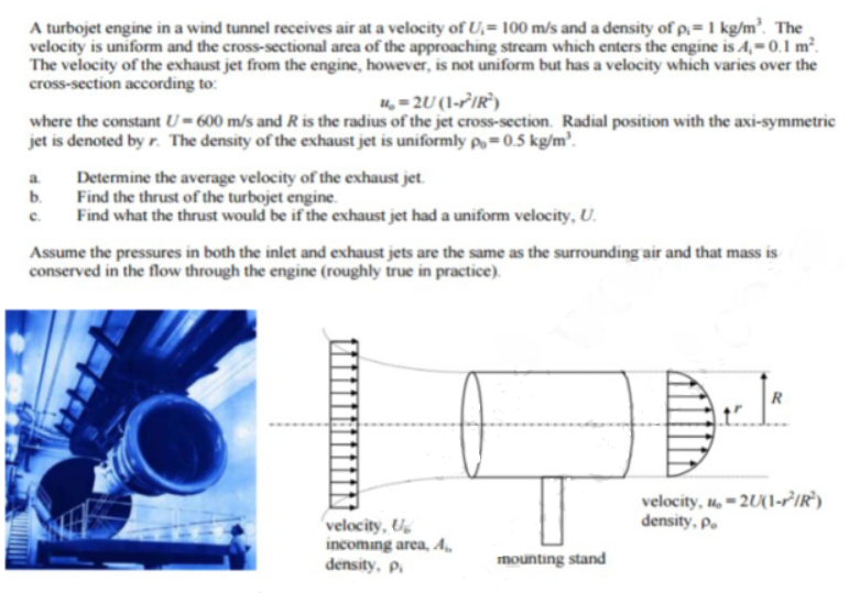 Solved A turbojet engine in a wind tunnel receives air at a | Chegg.com