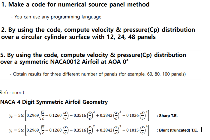 1. Make a code for numerical source panel method You | Chegg.com