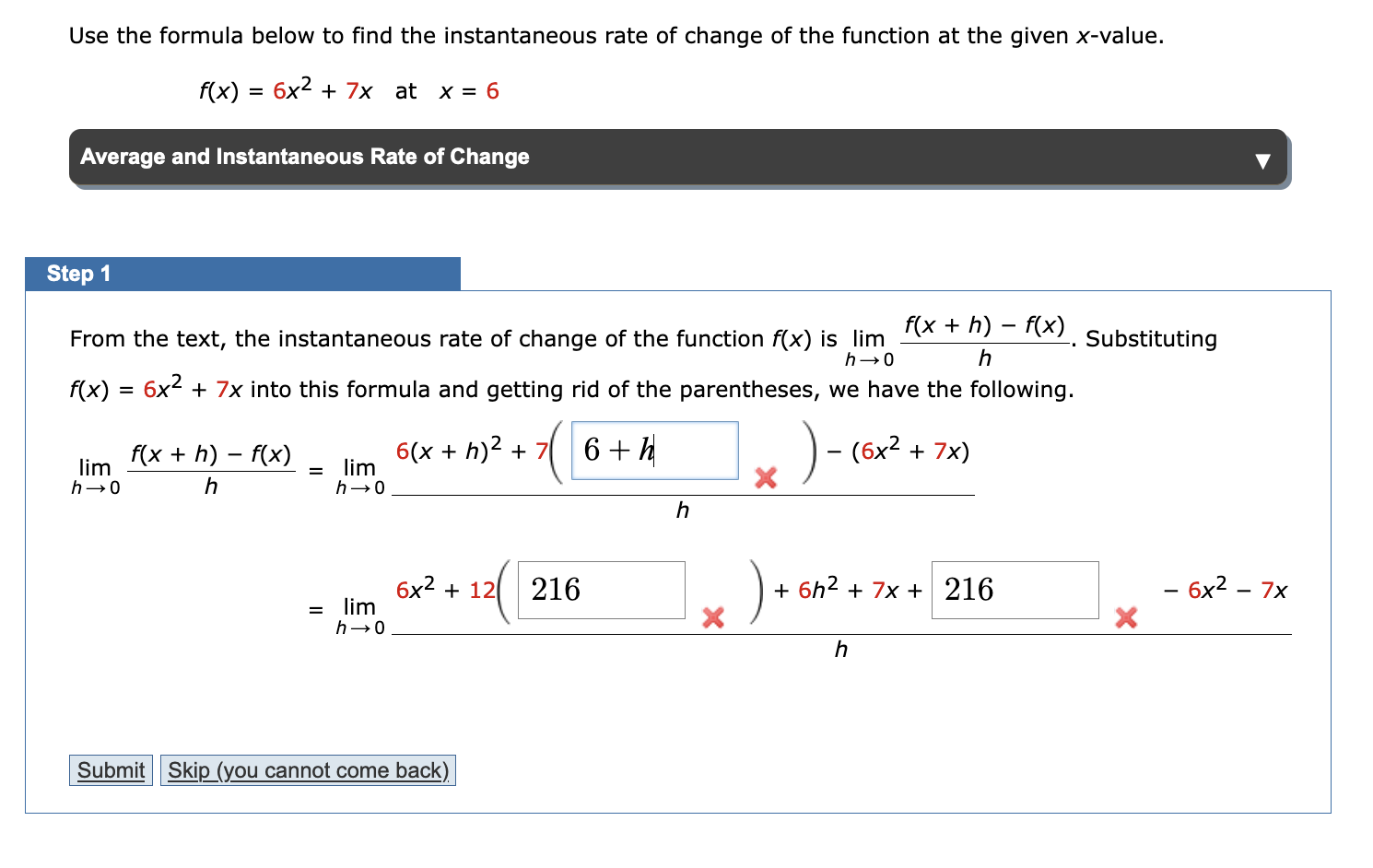 Solved Use the formula below to find the instantaneous rate | Chegg.com