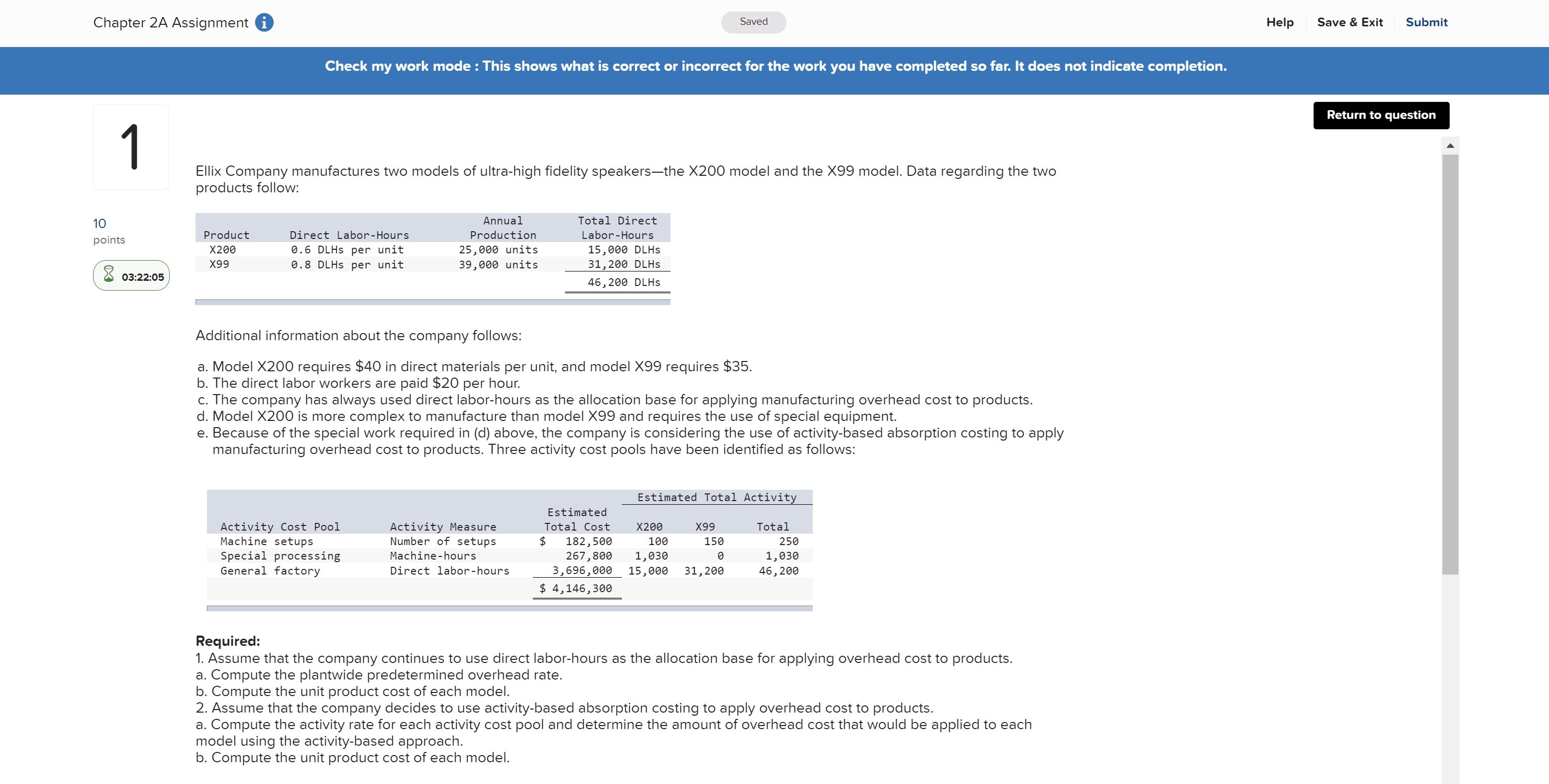 Solved Ellix Company manufactures two models of ultra-high | Chegg.com