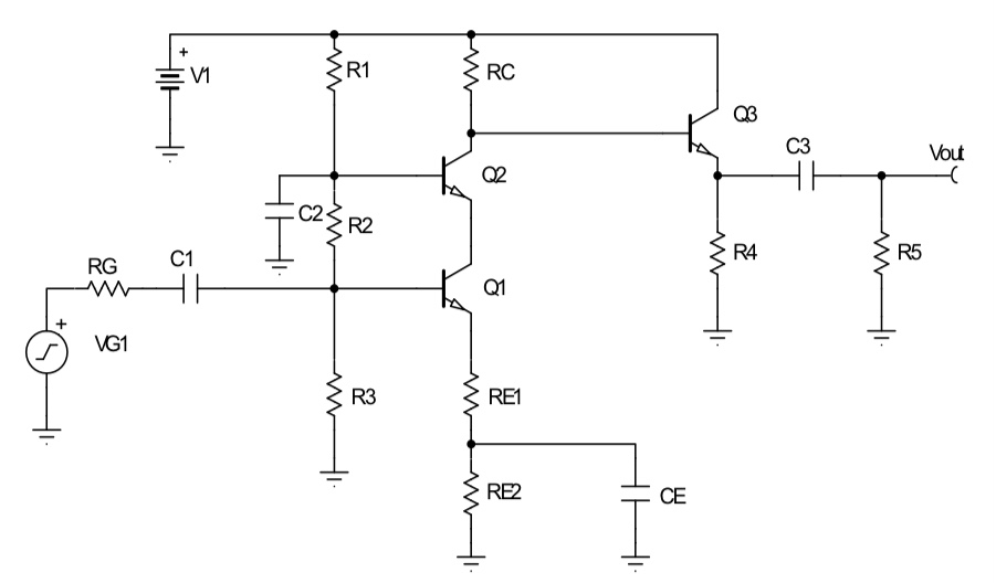 Solved Design cascode amplifiers using BJT (BC107) shown Vcc | Chegg.com