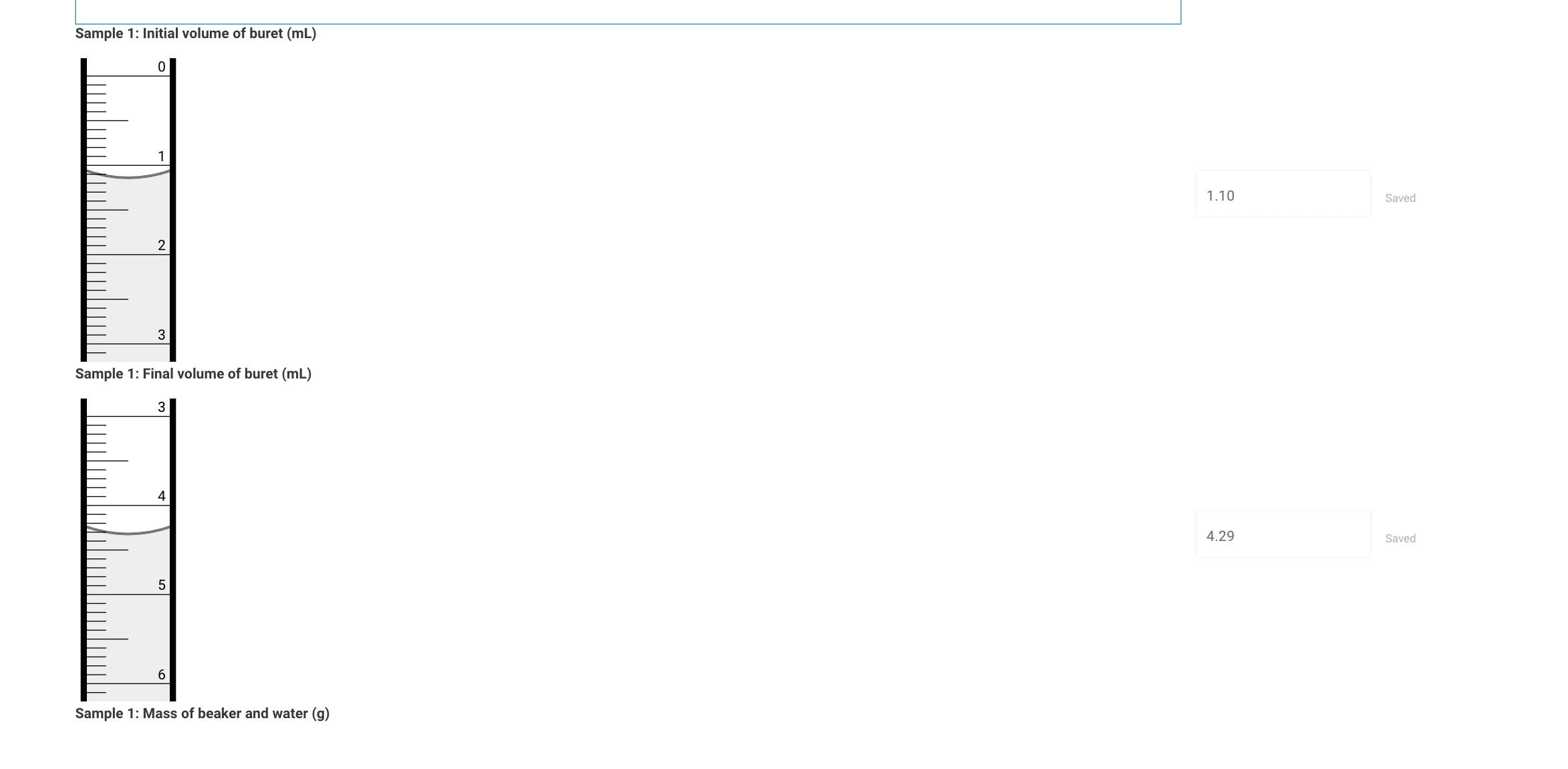 Solved Sample 1: Initial volume of buret (mL) Sample 1: | Chegg.com