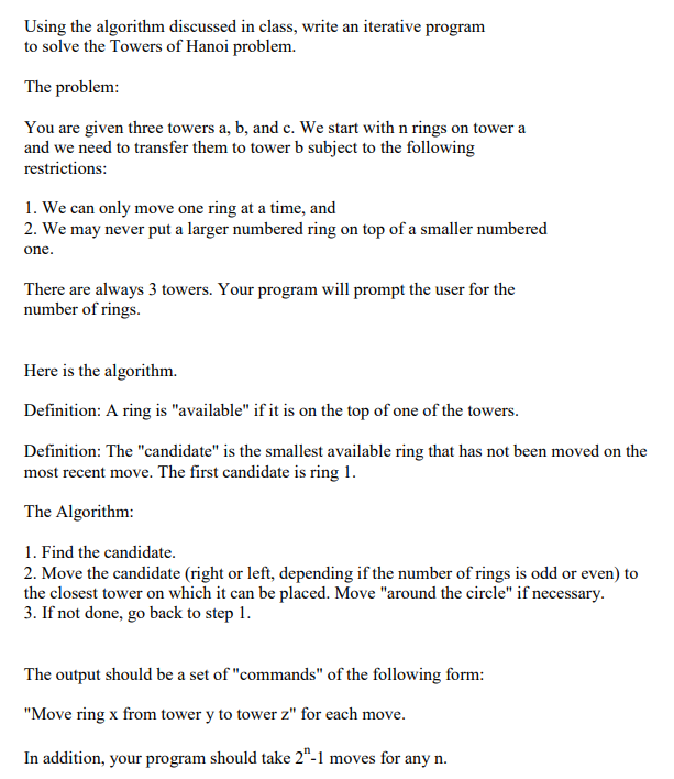Solved Using The Algorithm Discussed In Class Write An 5102