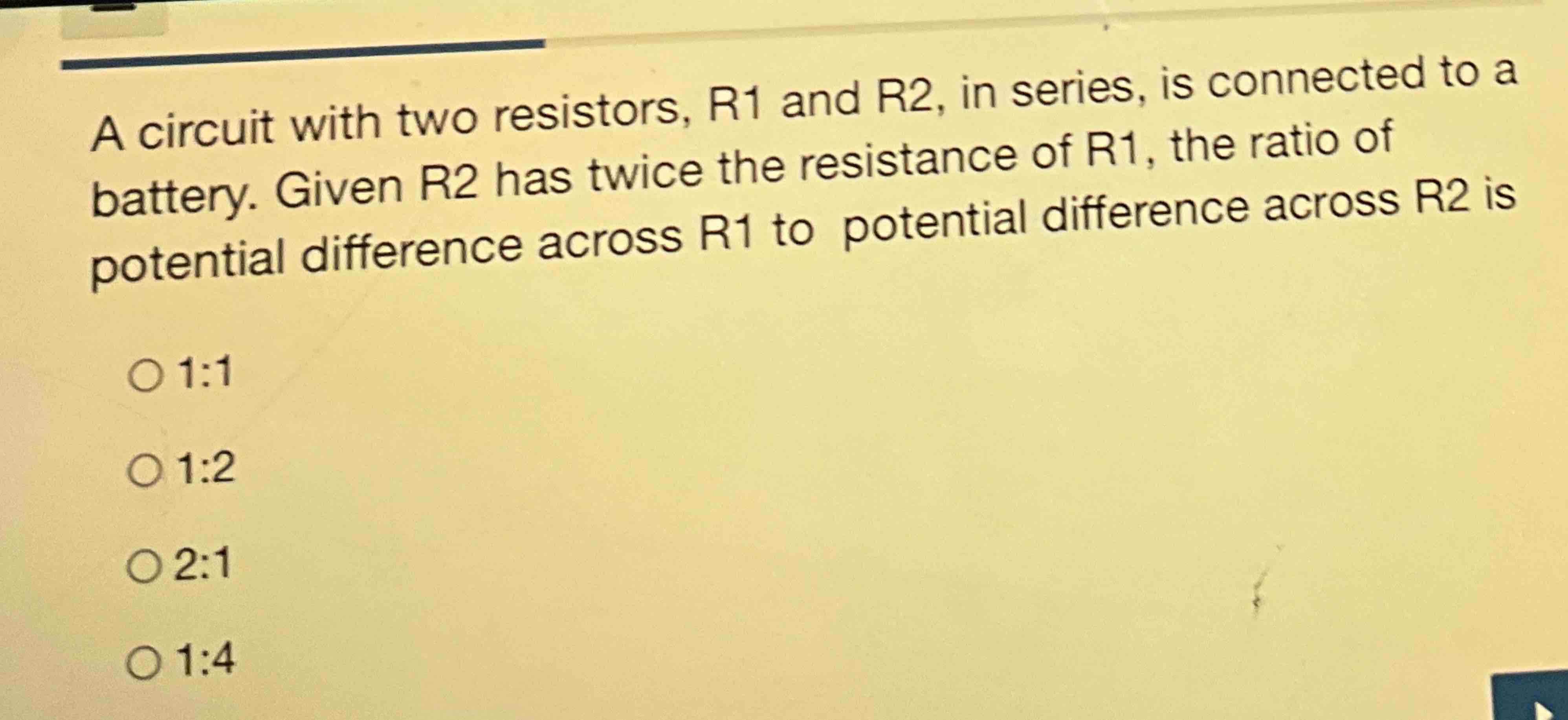 Solved A circuit with two resistors, R1 ﻿and R2, ﻿in series, | Chegg.com