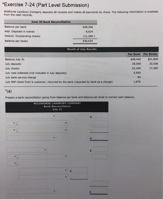 Solved *Exercise 7-24 (Part Level Submission) Wildhorse | Chegg.com