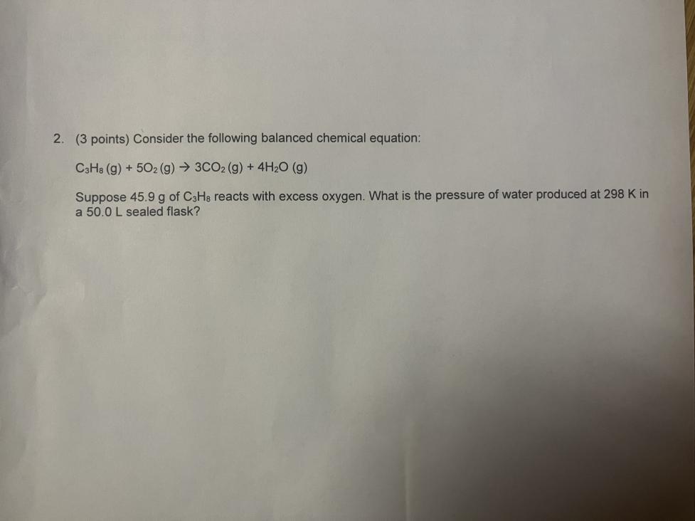 Solved 2. (3 points) Consider the following balanced | Chegg.com