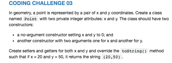 Solved CODING CHALLENGE 03 In geometry, a point is | Chegg.com