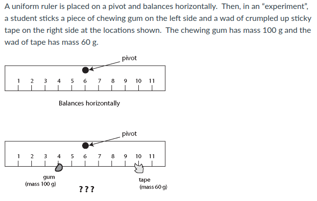 Solved A uniform ruler is placed on a pivot and balances | Chegg.com
