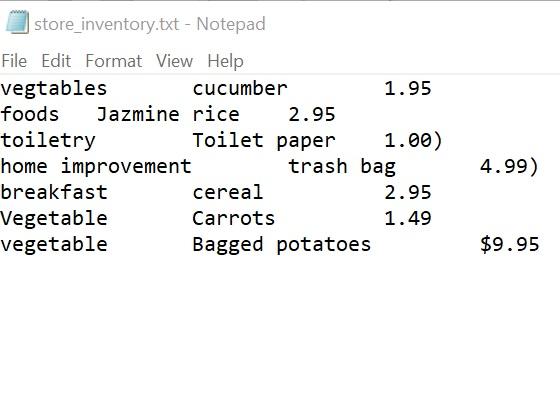 Solved store_inventory.txt - Notepad File Edit Format View | Chegg.com