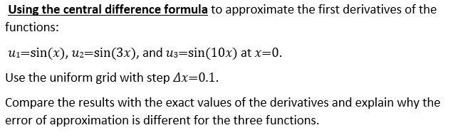 Solved Using the central difference formula to approximate | Chegg.com