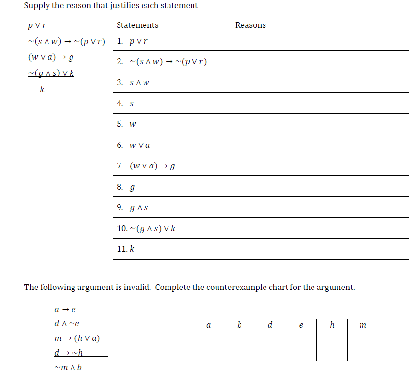 Solved Supply the reason that justifies each statement | Chegg.com