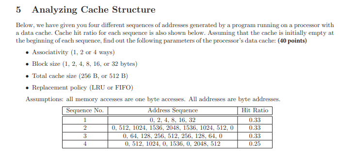 Solved 5 Analyzing Cache Structure Below, we have given you | Chegg.com