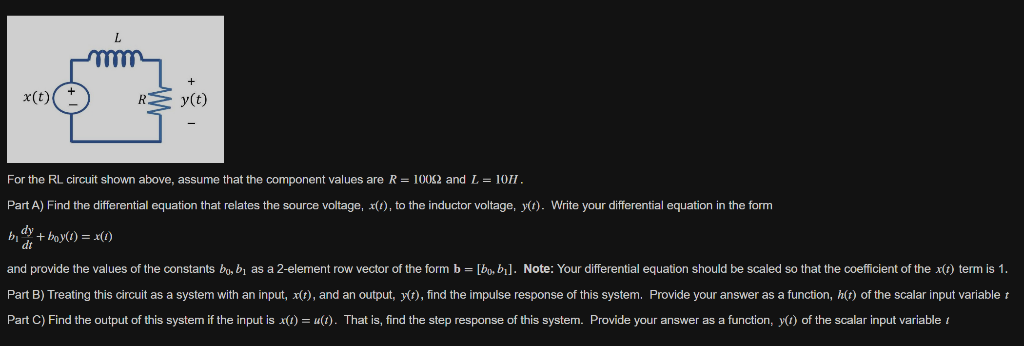 Solved For the RL circuit shown above, assume that the | Chegg.com
