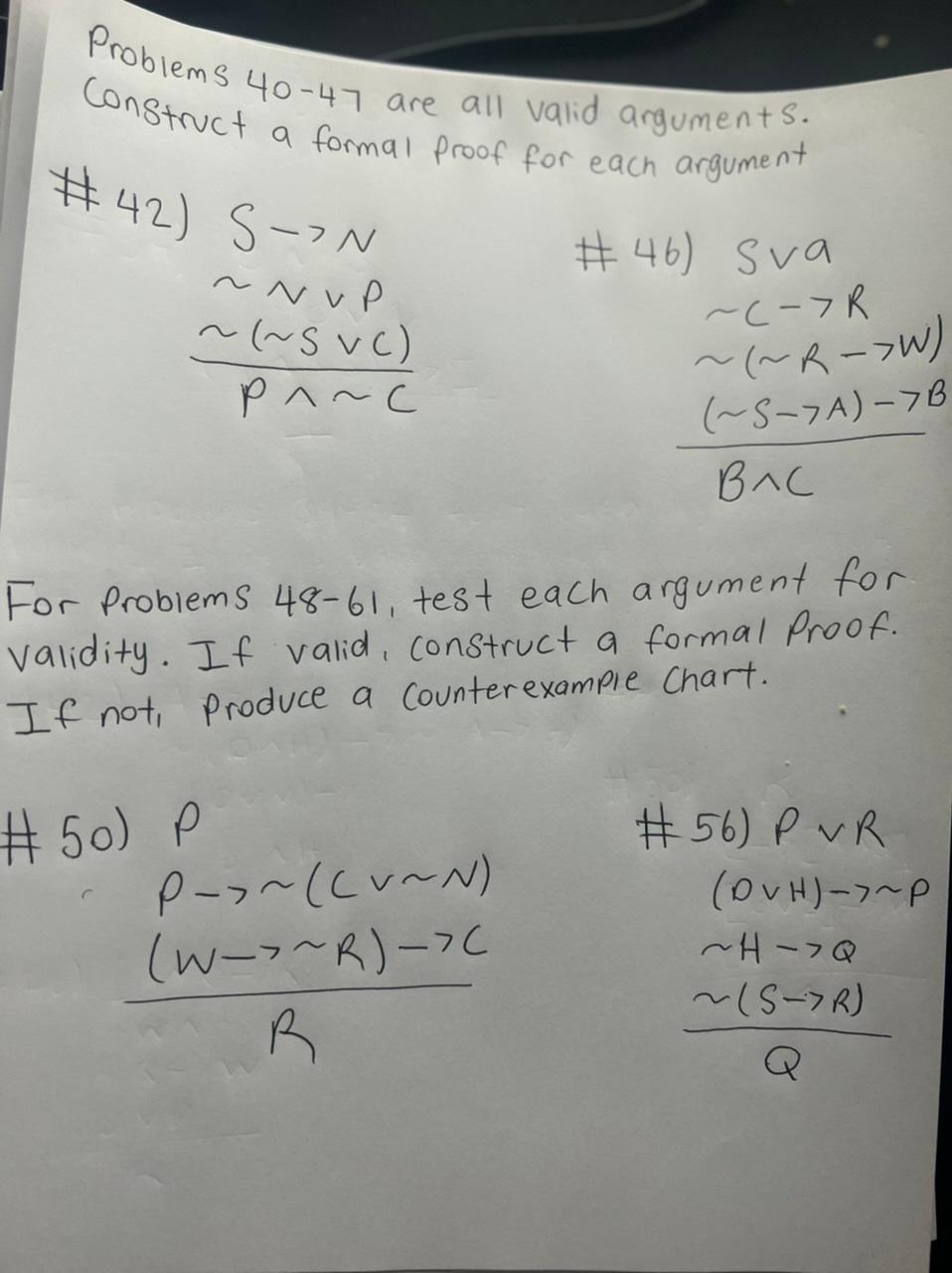 Solved Problems 40−47 are all valid arguments. Construct a | Chegg.com