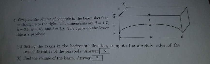 Solved 4. Compute the volume of concrete in the beam | Chegg.com