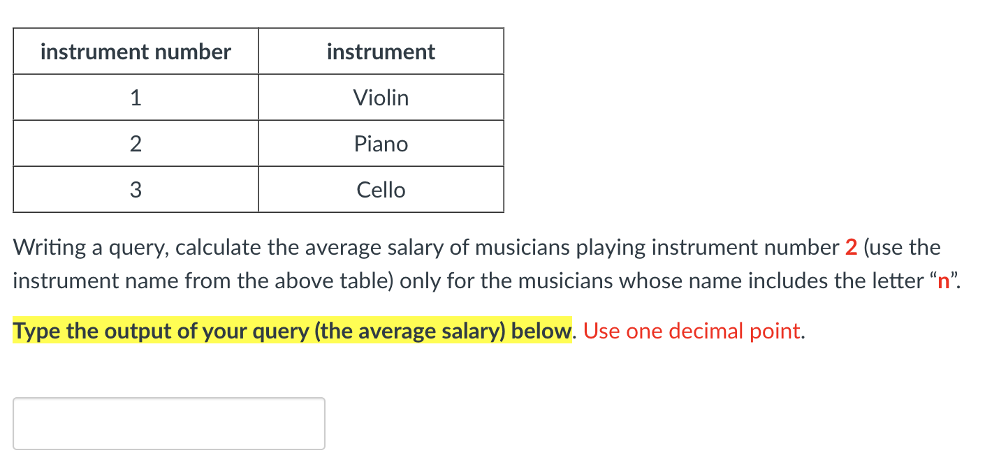 Solved Writing a query, calculate the average salary of | Chegg.com