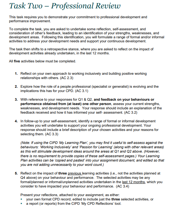 Solved TASK TWOYour evidence must consist of: ﻿Written | Chegg.com