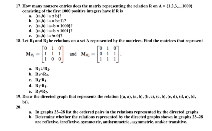 Solved 17, How many non zero entries does the matrix | Chegg.com