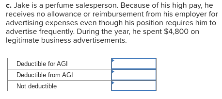 Solved c. ﻿Jake is a perfume salesperson. Because of his | Chegg.com