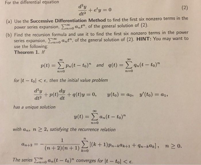 Solved For the differential equation d2 dt2 (a) Use the | Chegg.com